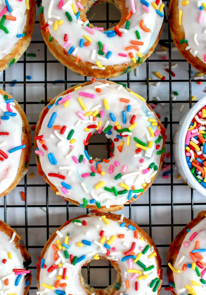 Vanilla Sprinkle Cake Donuts - My Messy Kitchen