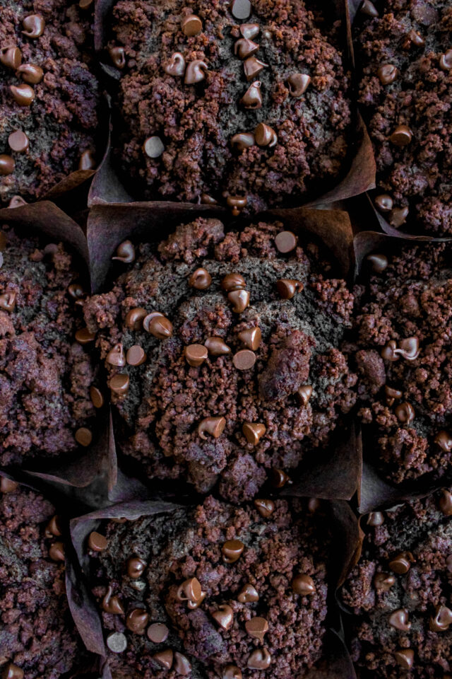 Double Chocolate Crumble Muffins - My Messy Kitchen