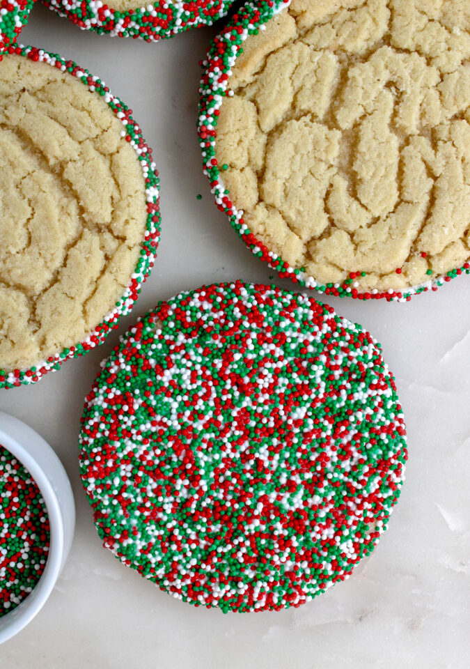 White Chocolate Nonpareil Sugar Cookies - My Messy Kitchen